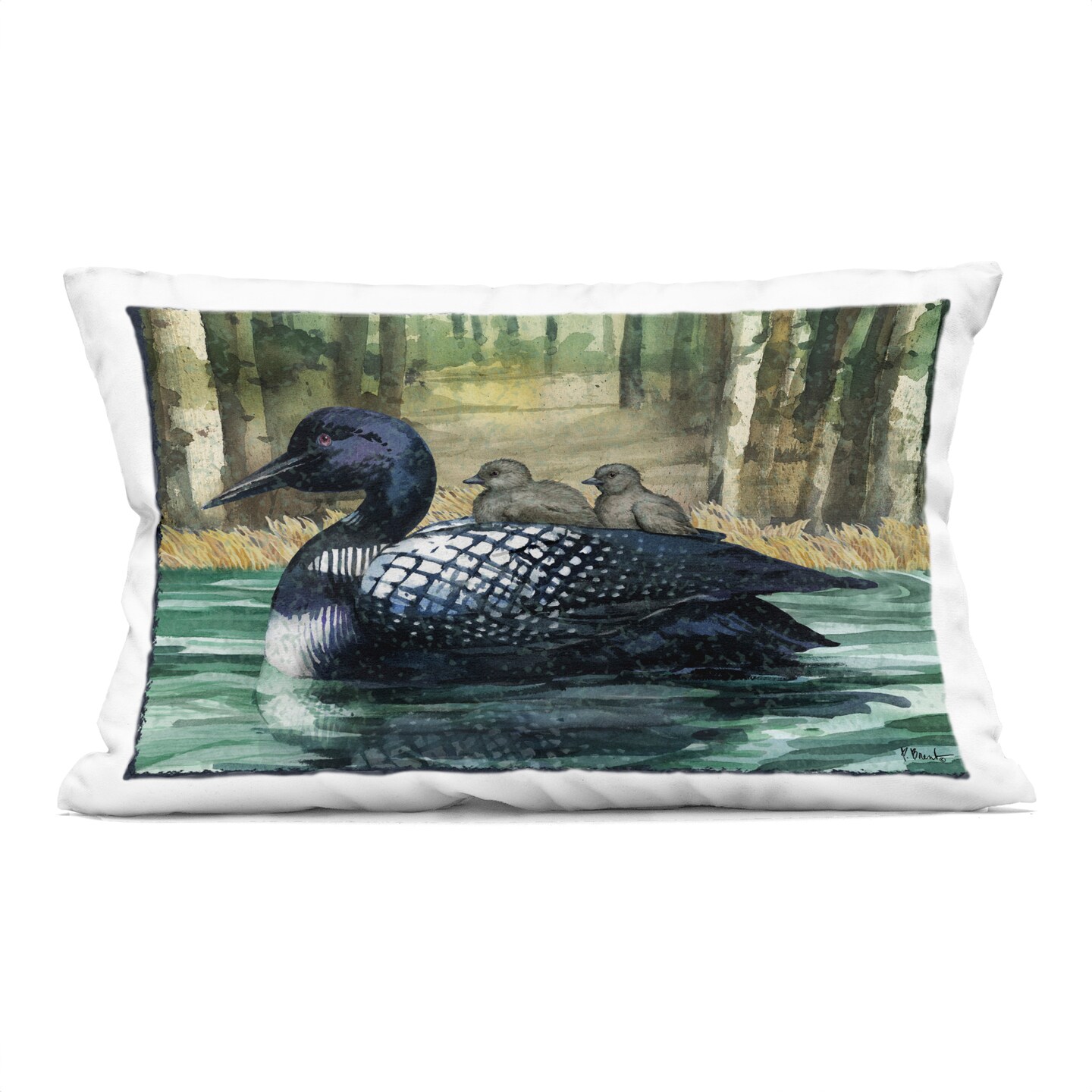 Stupell Industries Loon Family on Lake Decorative Printed Pillow design ...