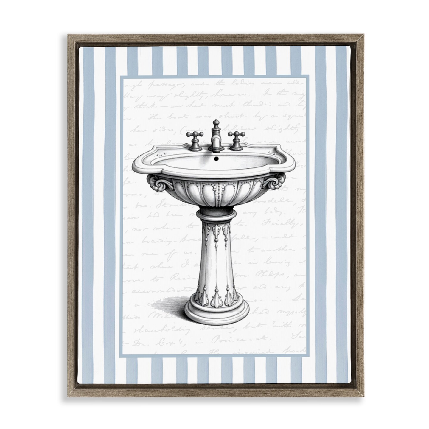 Stupell Industries Vintage Sink Blue Stripes Floating Frame, design by ...