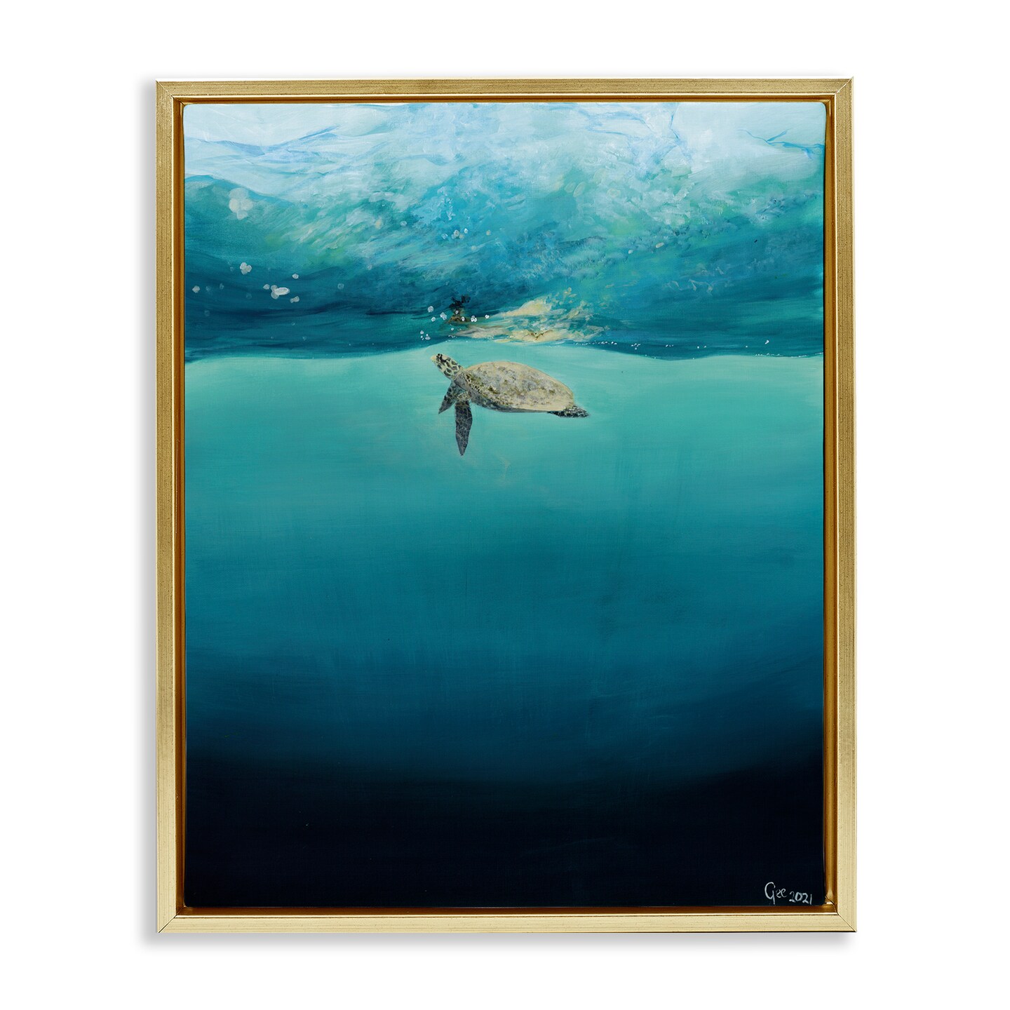 Stupell Industries Turtle Beneath Surface Floating Frame, design by ...