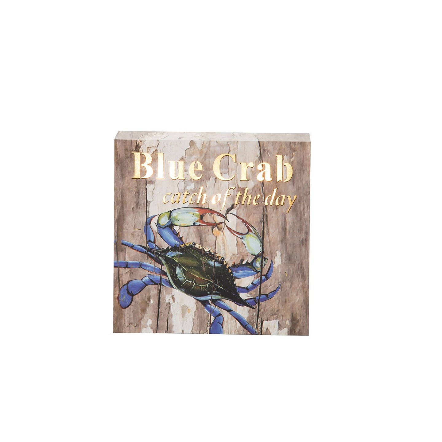 Blue Crab Light Up Led Block Sign Table Home Decor Coastal Nautical Sea ...