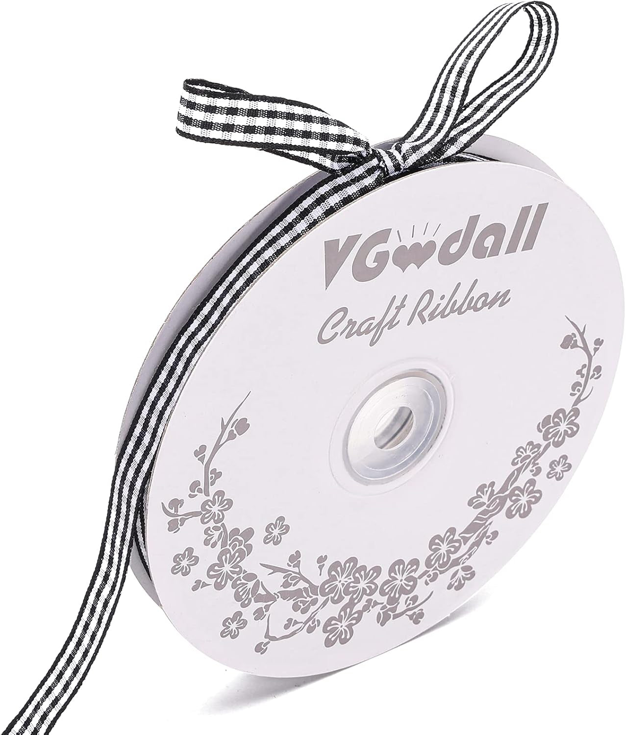 Black Gingham Ribbon, 3/8" X 50Yd Buffalo Checkered Ribbons Black and ...