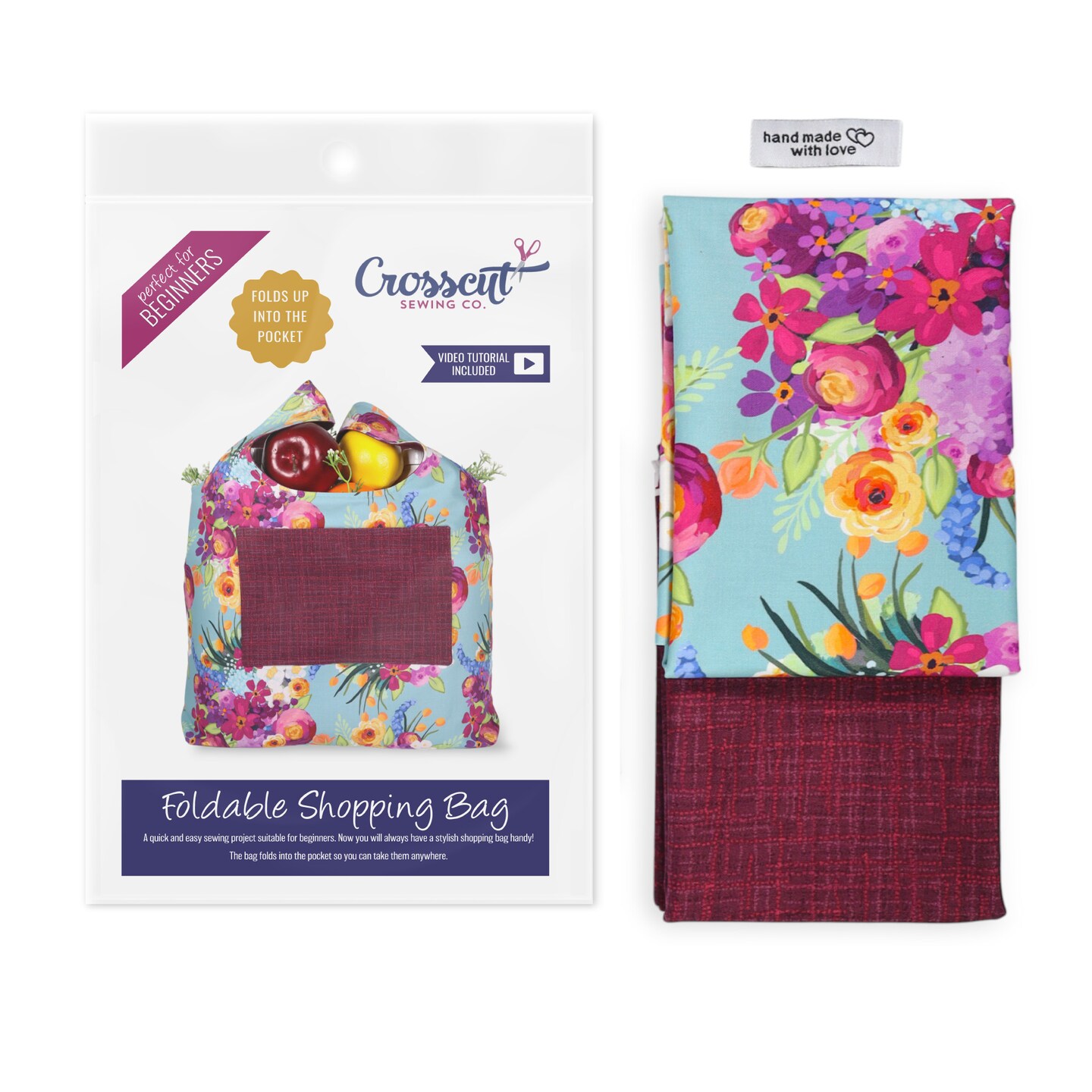 Crosscut Sewing Co.® Foldable Shopping Bag Sewing Kit - Beginner Sewing ...