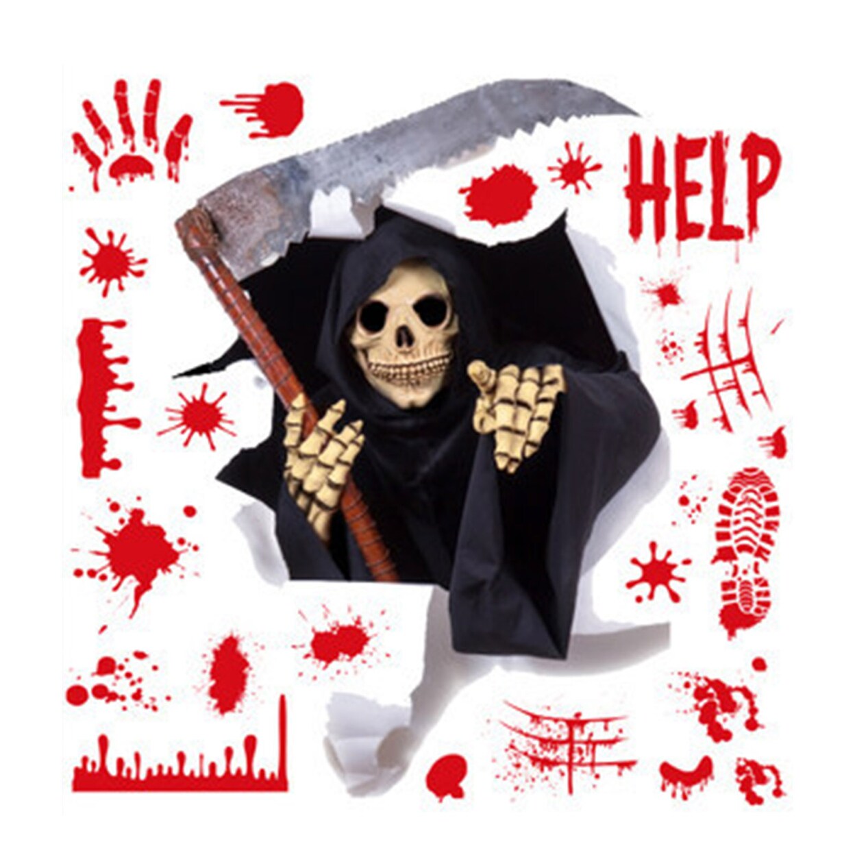 Halloween Wall Sticker Dead God Cloak Skeleton With Sickle Sticker ...