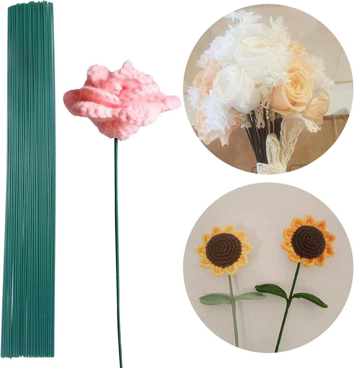 50 Pcs Floral Stems Wire,2 Gauge Florist Flower Wire Stems for Making ...