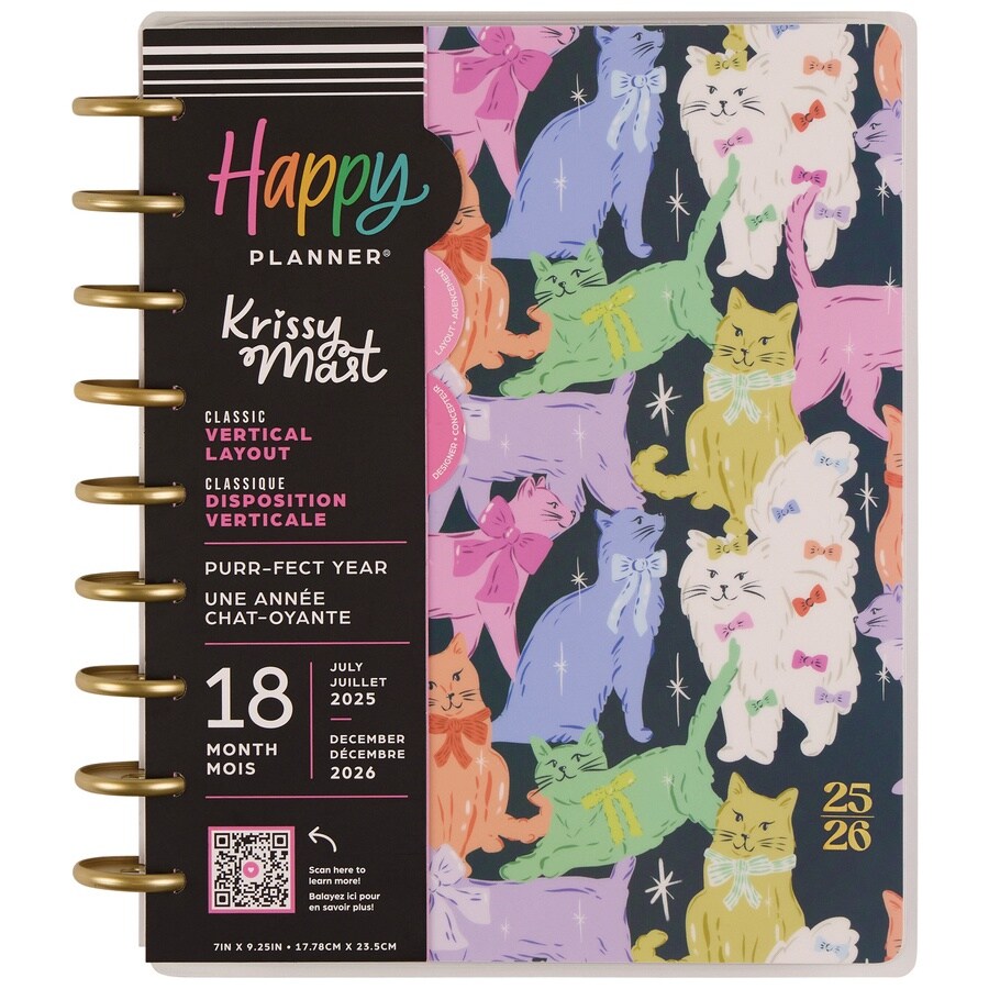 Happy Planner 18-Month Classic Disc Bound Planner-Purr-Fect Year; Jul ...
