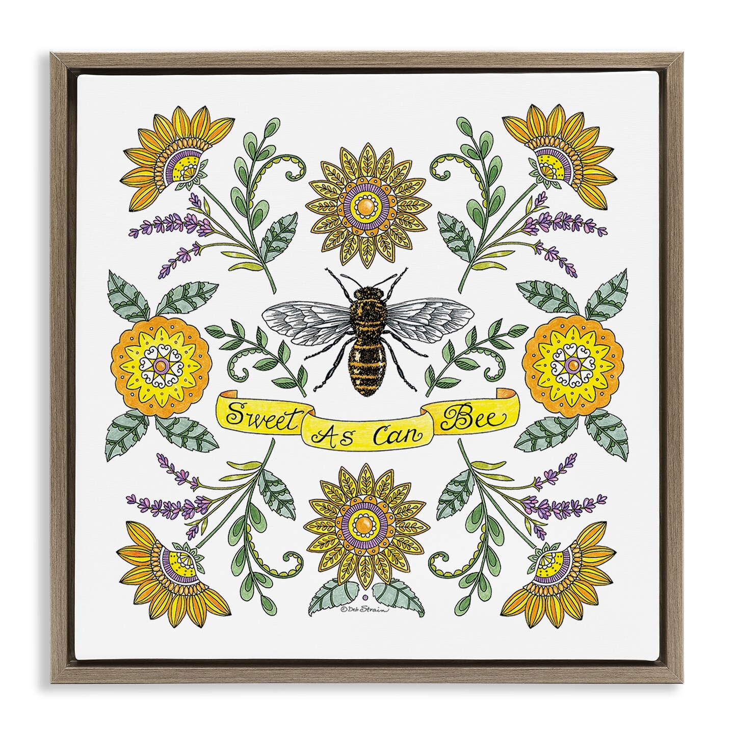 Stupell Industries Vintage Sweet As Can Bee Floating Frame By Deb ...