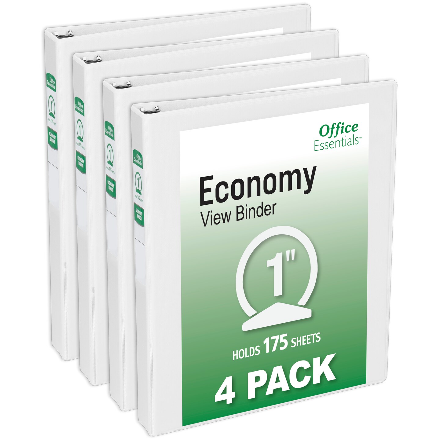 Office Essentials Economy View 3 Ring Binders, 1" Round Rings, 1.4 ...