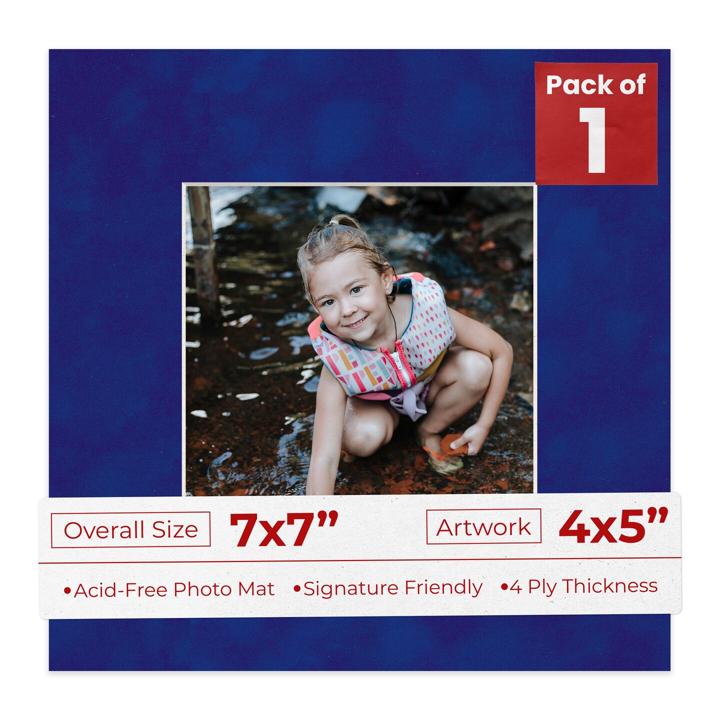 Royal Blue Suede Mat Board for 7x7 Frames - Fits 4x5 Photos, Color ...