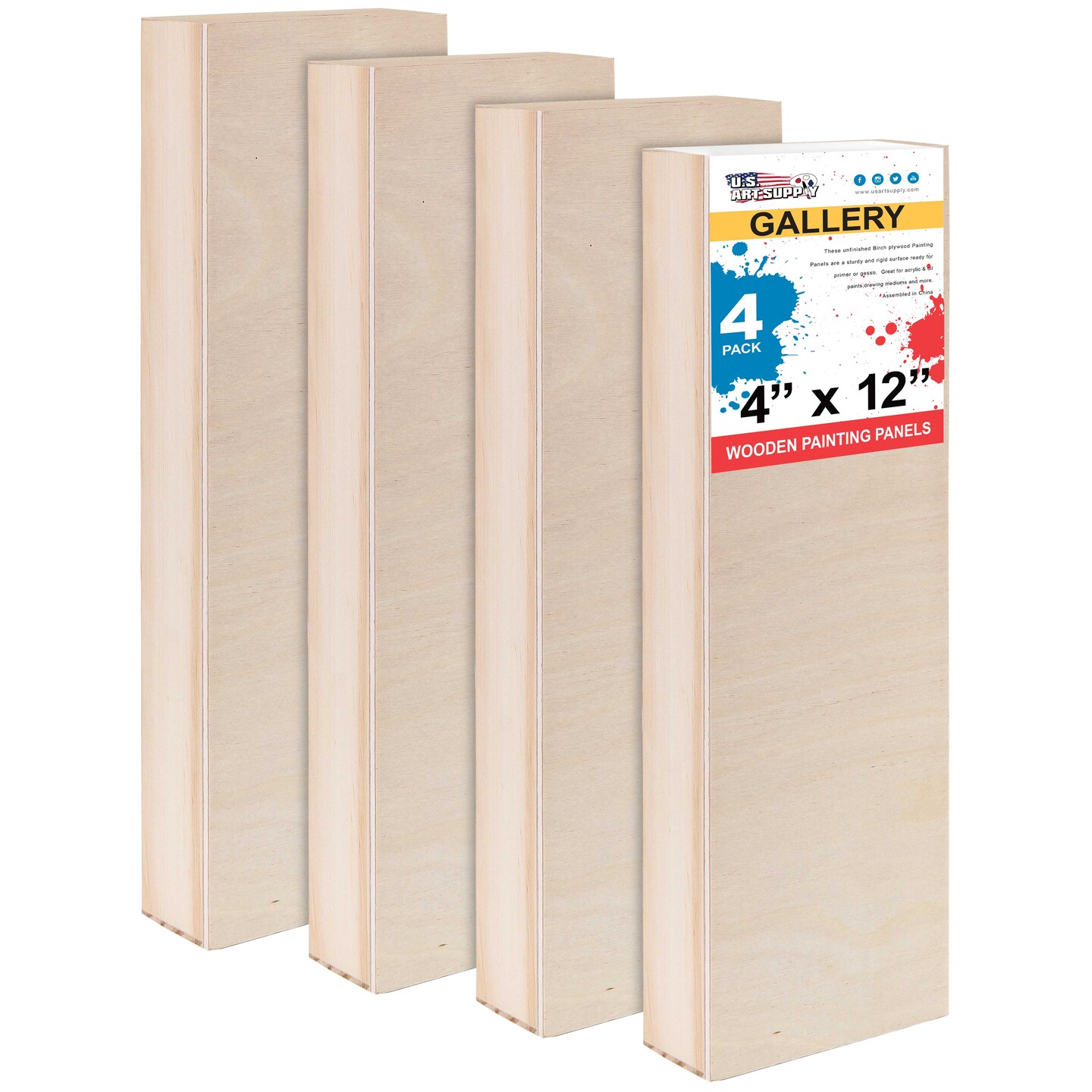 4" x 12" Unfinished Cradled Wood Panels for Painting, Gallery 1-1/2 ...