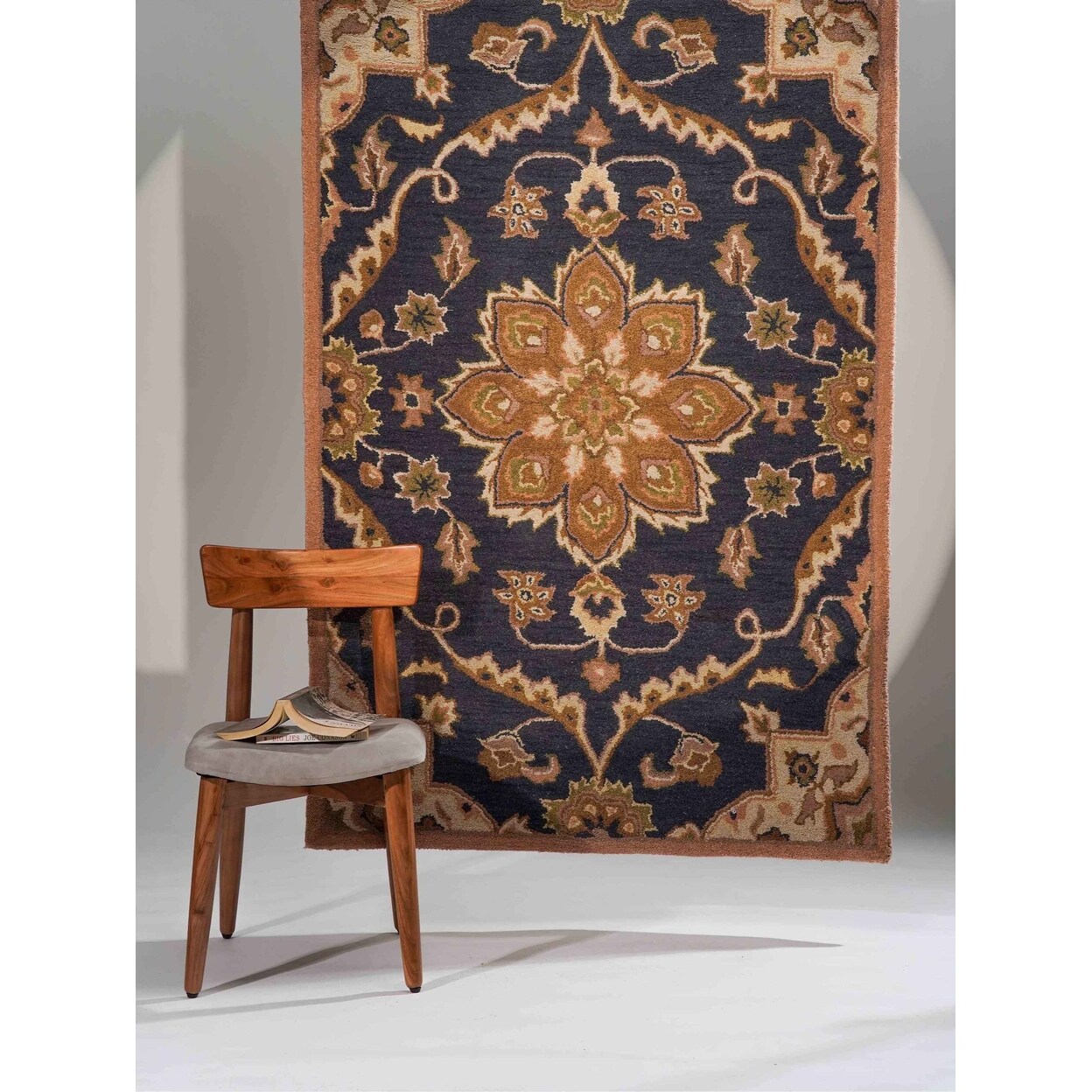 Hand Tufted Wool Area Rug Charcoal 5X7 Eco-Friendly High Pile K00687 ...