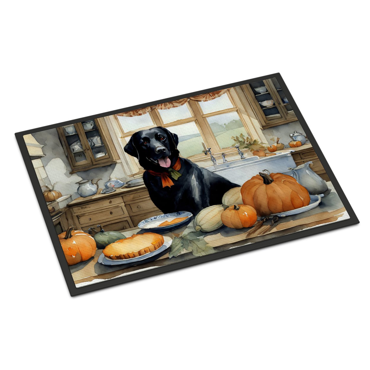Black Lab Fall Kitchen Pumpkins Doormat 18X27 | Michaels