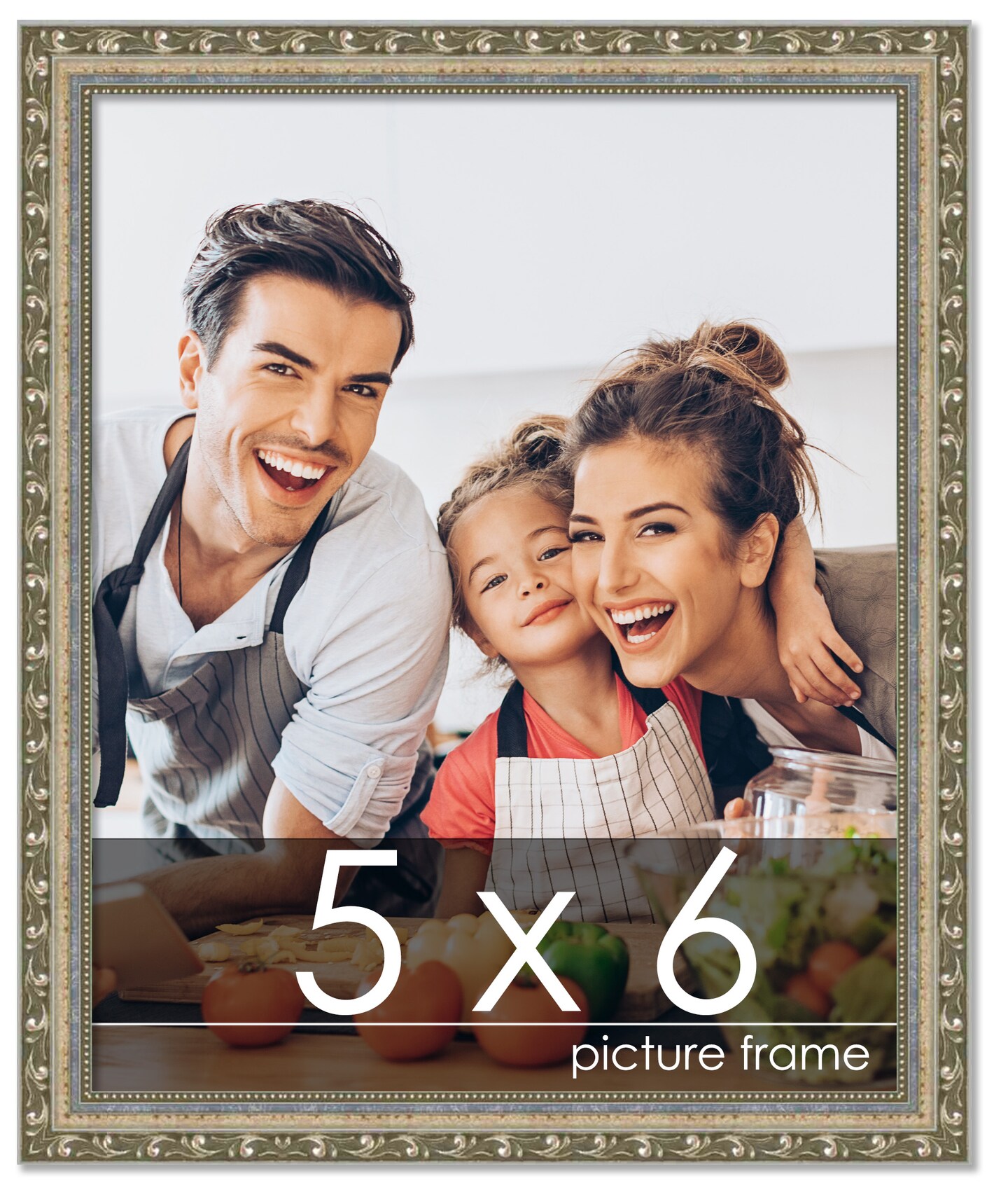 5x6 Solid Wood Antique Picture Frame with UV-Resistant Acrylic & Acid ...