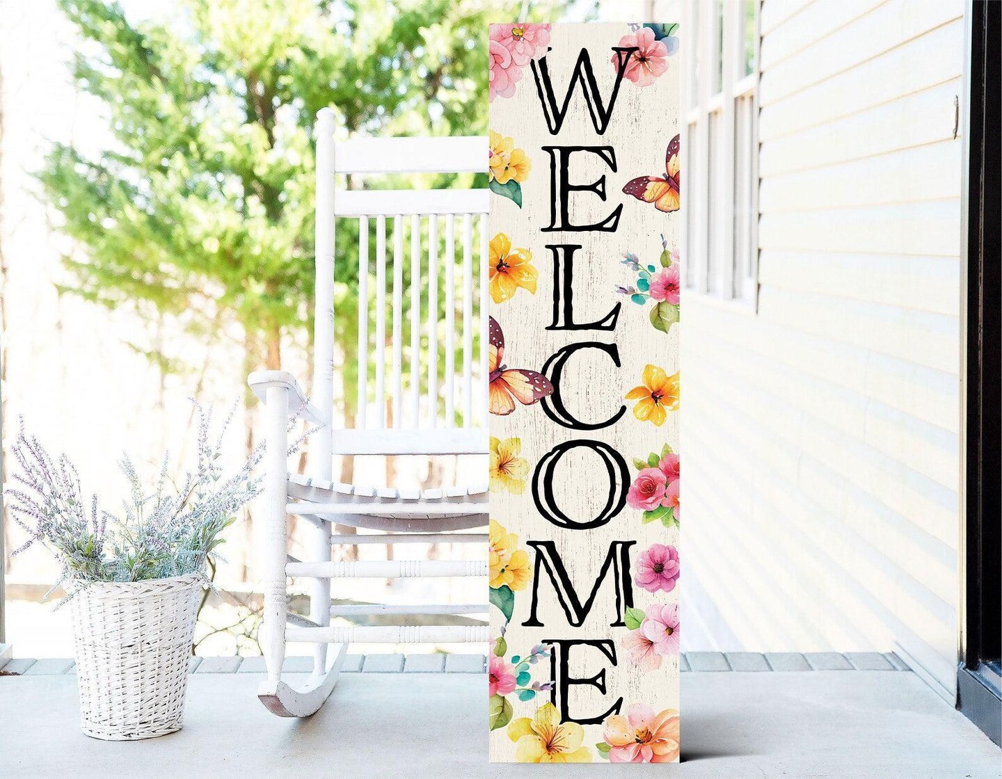 36in Spring Welcome Sign for Front Door Wooden Porch Sign, Front Porch ...