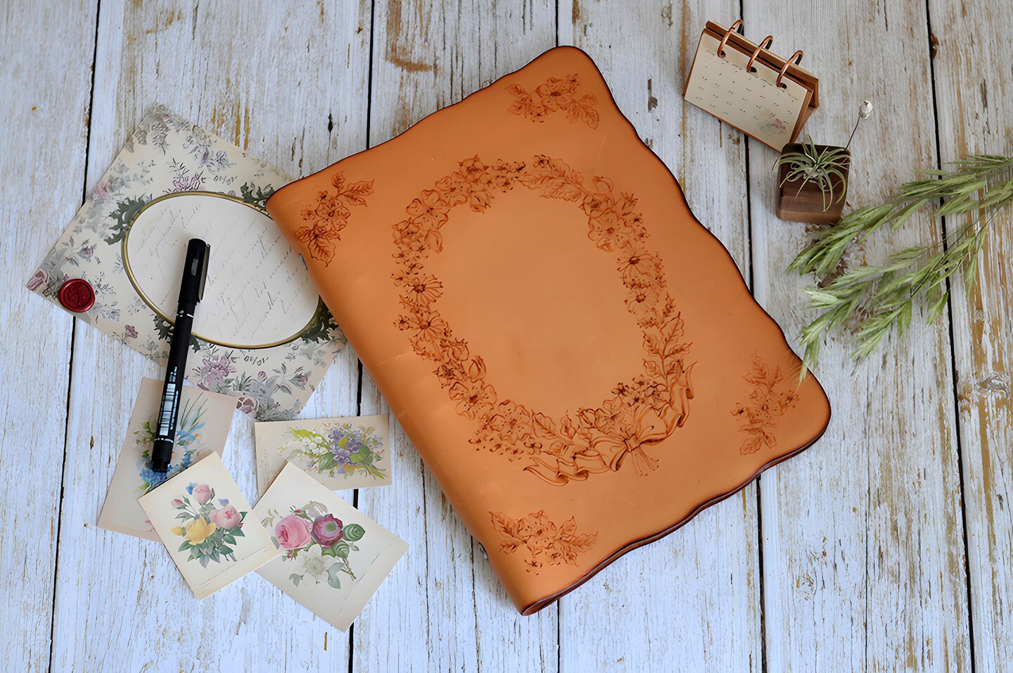 Original handmade leather garden series hand-painted branding vegetable ...