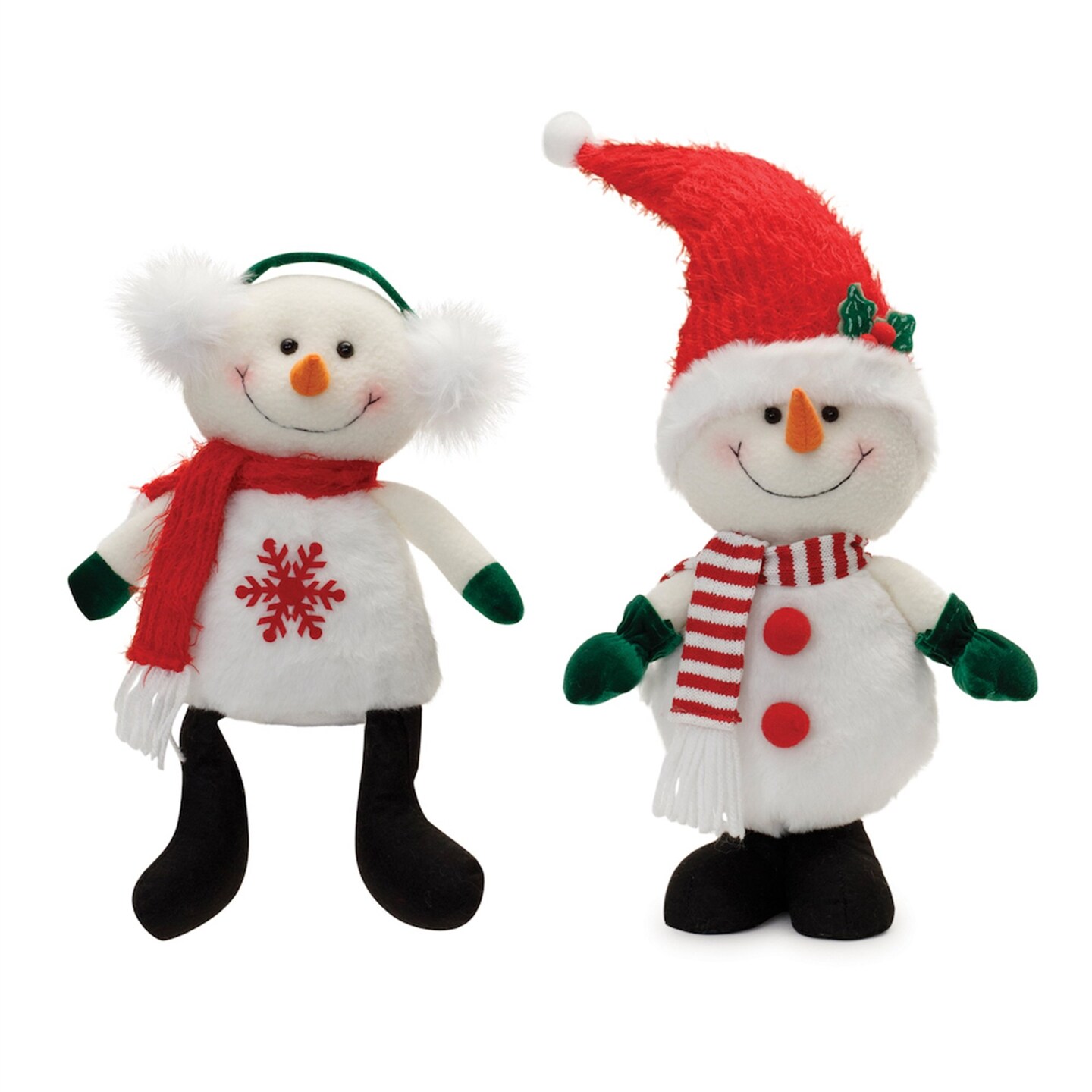 Melrose Plush Snowman Christmas Figurine - 18.75" - White and Red - Set ...