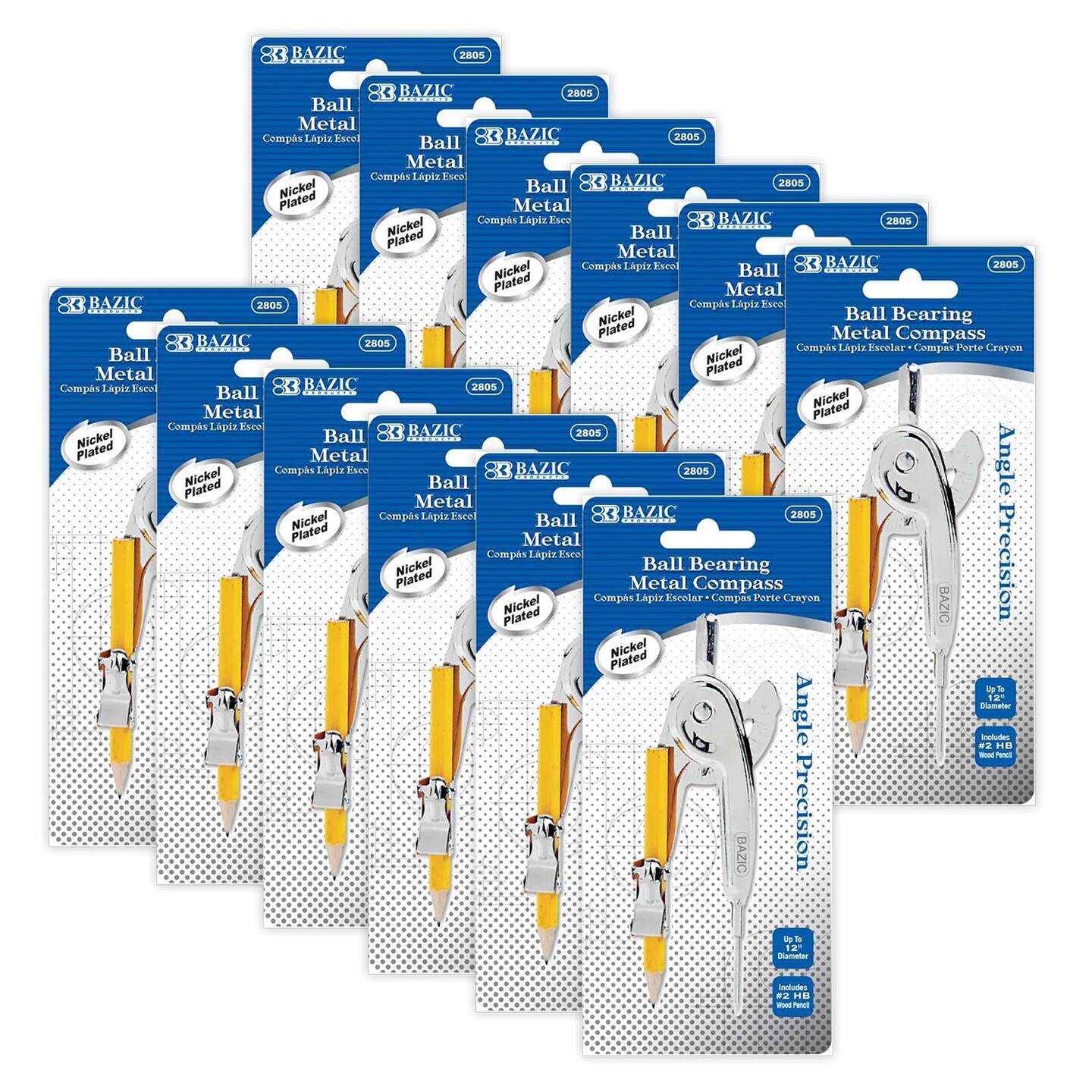 Metal Ball Bearing Compass with #2 Wood Pencil, Pack of 12 | Michaels