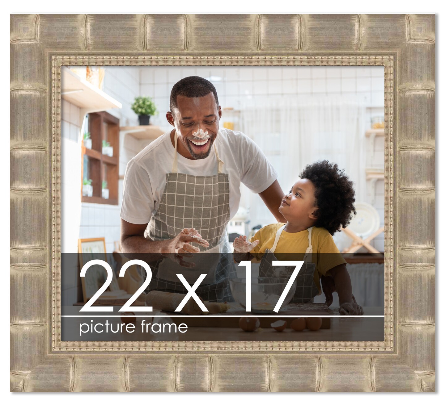 22x17 Silver Wide Bamboo Picture Frame - UV Acrylic, Foam Board Backing ...