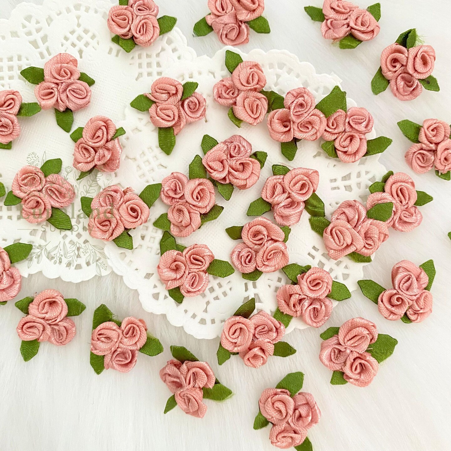 Dusty Pink Trio Roses 20mm Mini Rose Bouquet, Applique Flower, Wedding ...