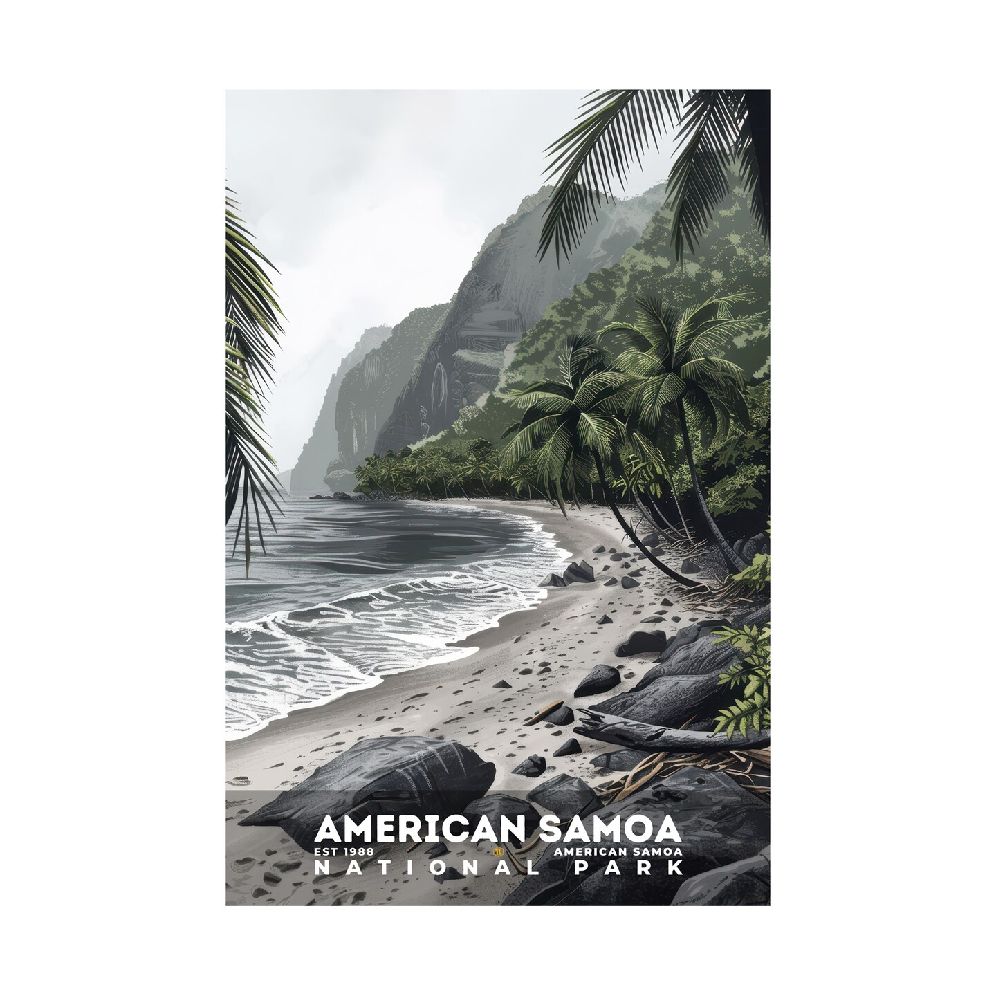 American Samoa National Park Poster, Travel Art, Office Poster, Home ...