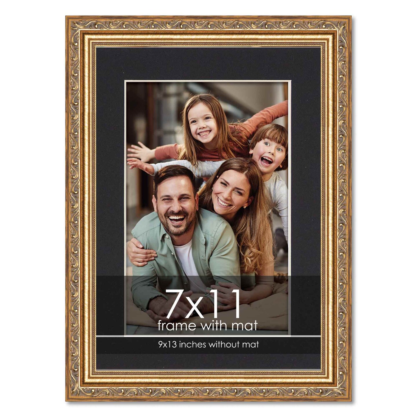 Antique Gold Frame with Black Photo Mat, UV Acrylic Front, Foam Board ...