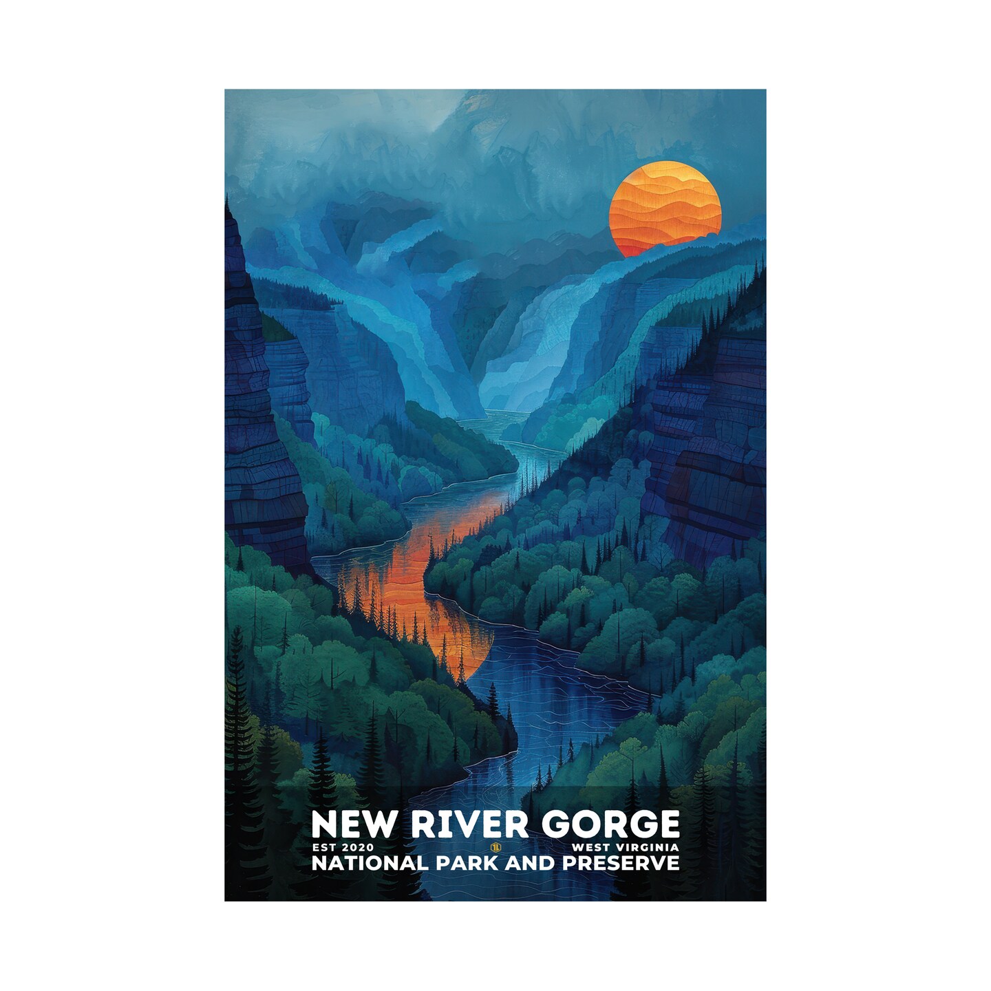 New River Gorge National Park Poster, Travel Art, Office Poster, Home ...