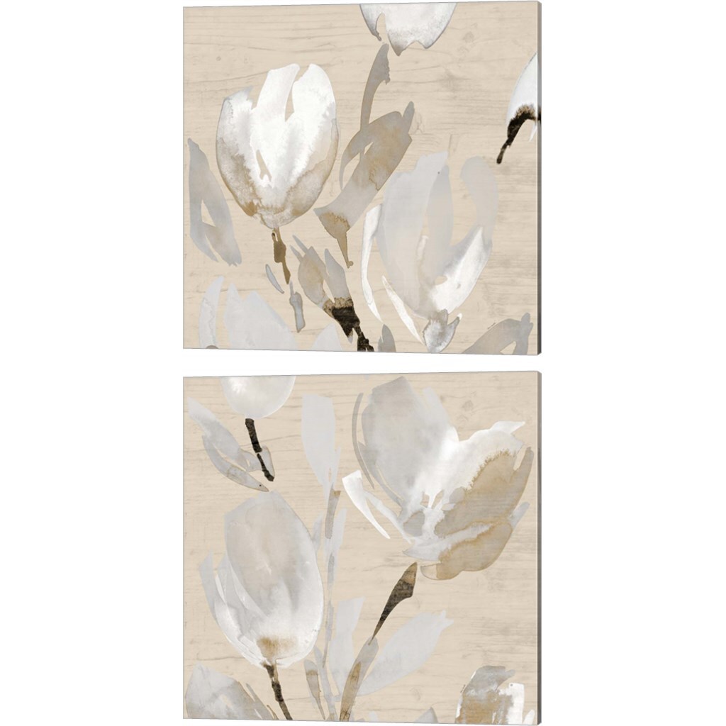 Neutral Tulips by Lanie Loreth 14" x 14" Canvas Wall Art (Set of 2 ...
