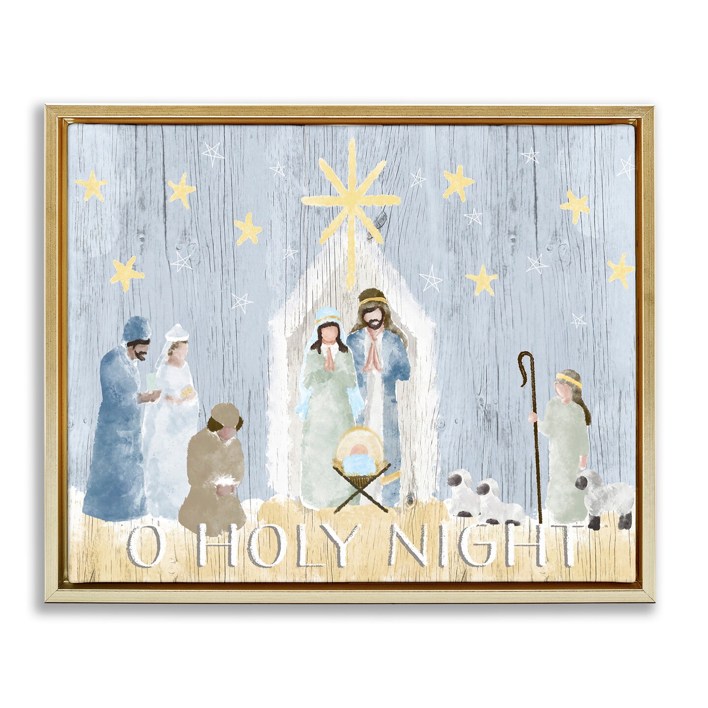 Stupell Industries Nativity Barn Stable Scene Framed Floater Canvas ...