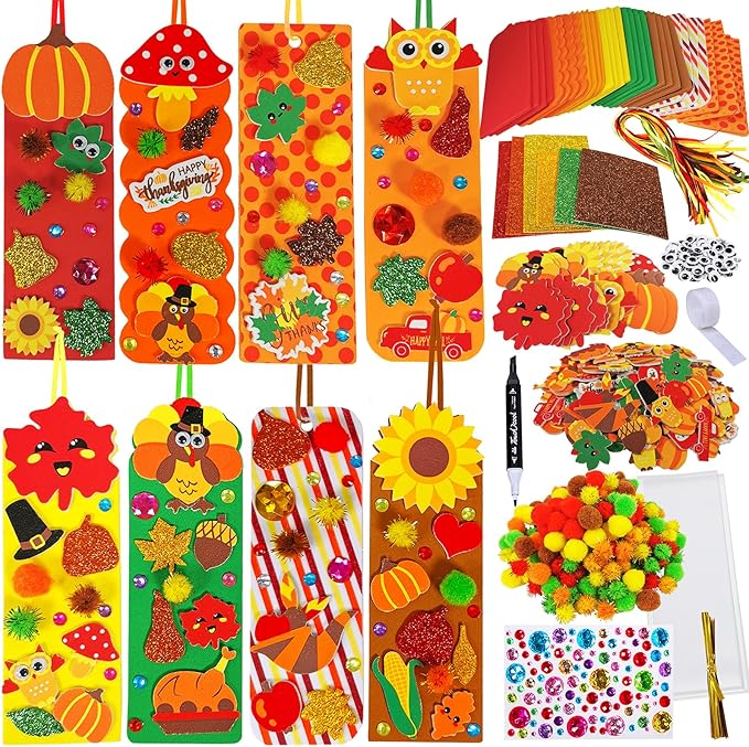 32 Sets Fall Craft Kits DIY Fall Bookmark Decorations Art Sets Maple ...