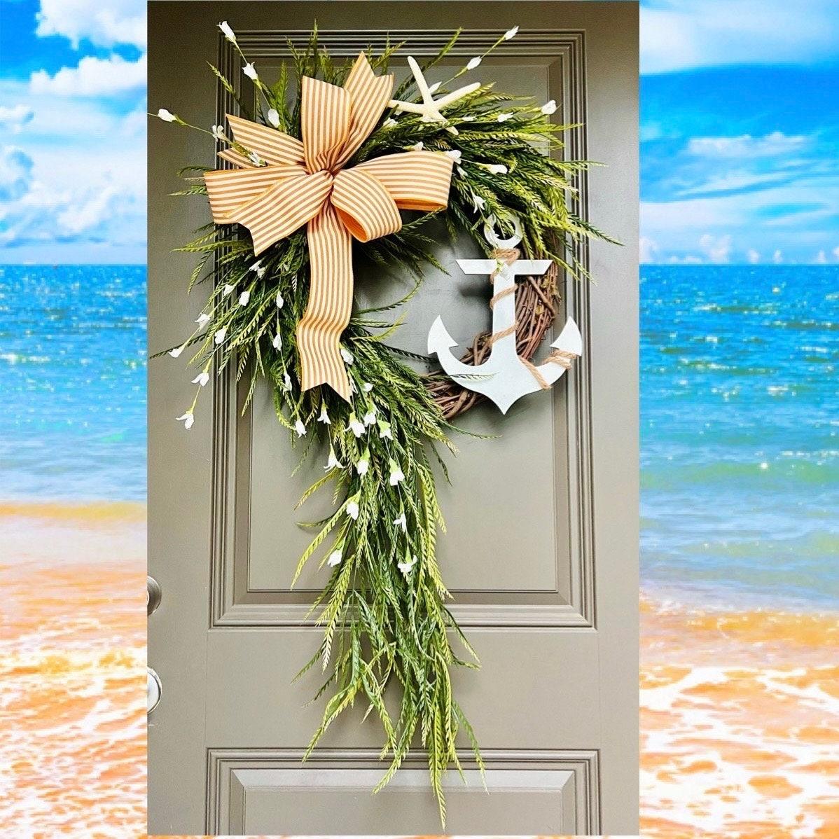 Beach Wreaths for Front Door, Sea Shell Wreath, Beach Wreath, Starfish ...