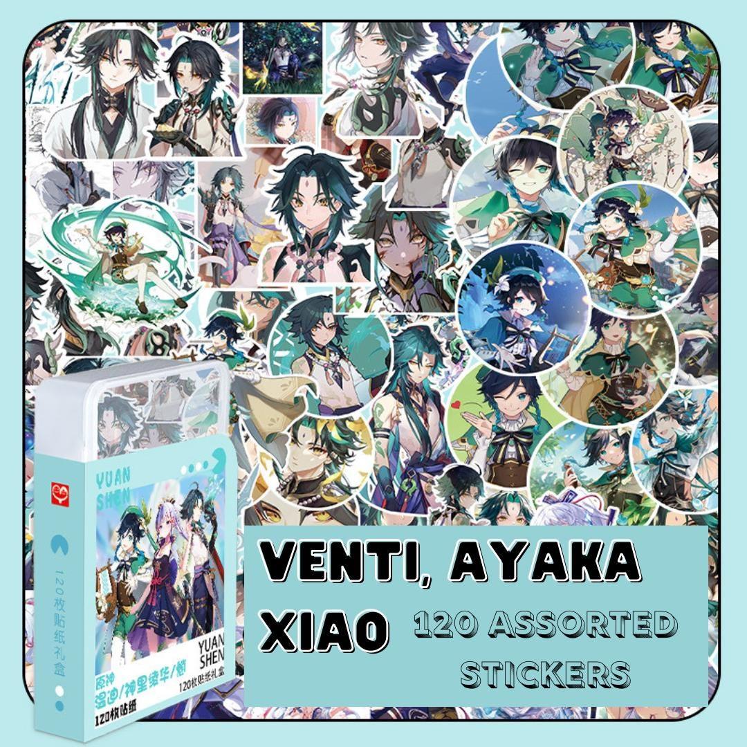 Genshin impact venti, ayaka, xiao sticker pack, 120 genshin impact ...