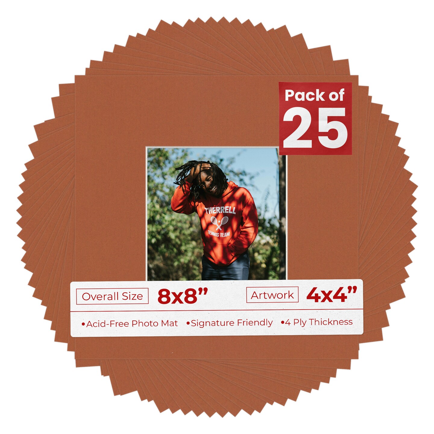 Terra-cotta Red Mat Board for 8x8 Frames - Fits 4x4 Photos, Color: Red ...