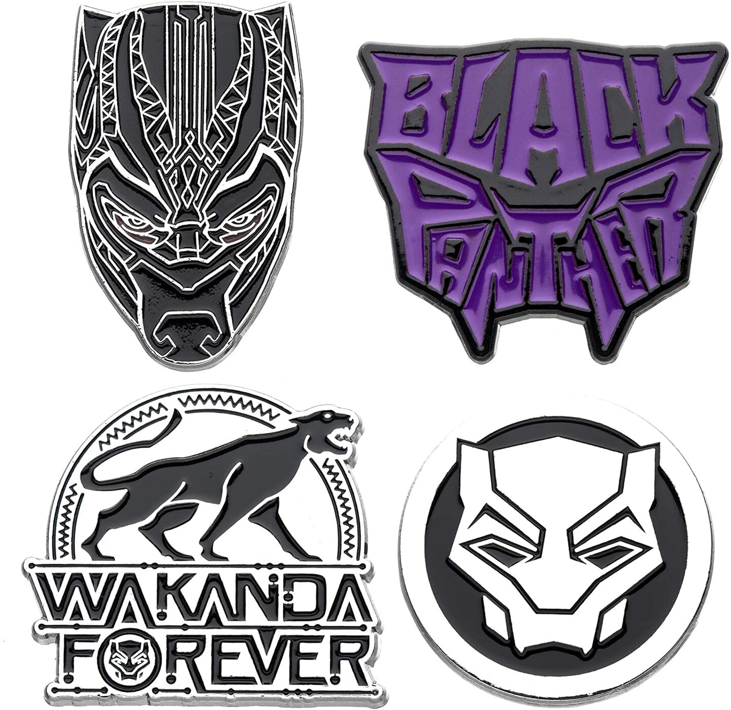 Marvel Black Panther Wakanda Forever 4-Piece Collectible Enamel Pin Set ...