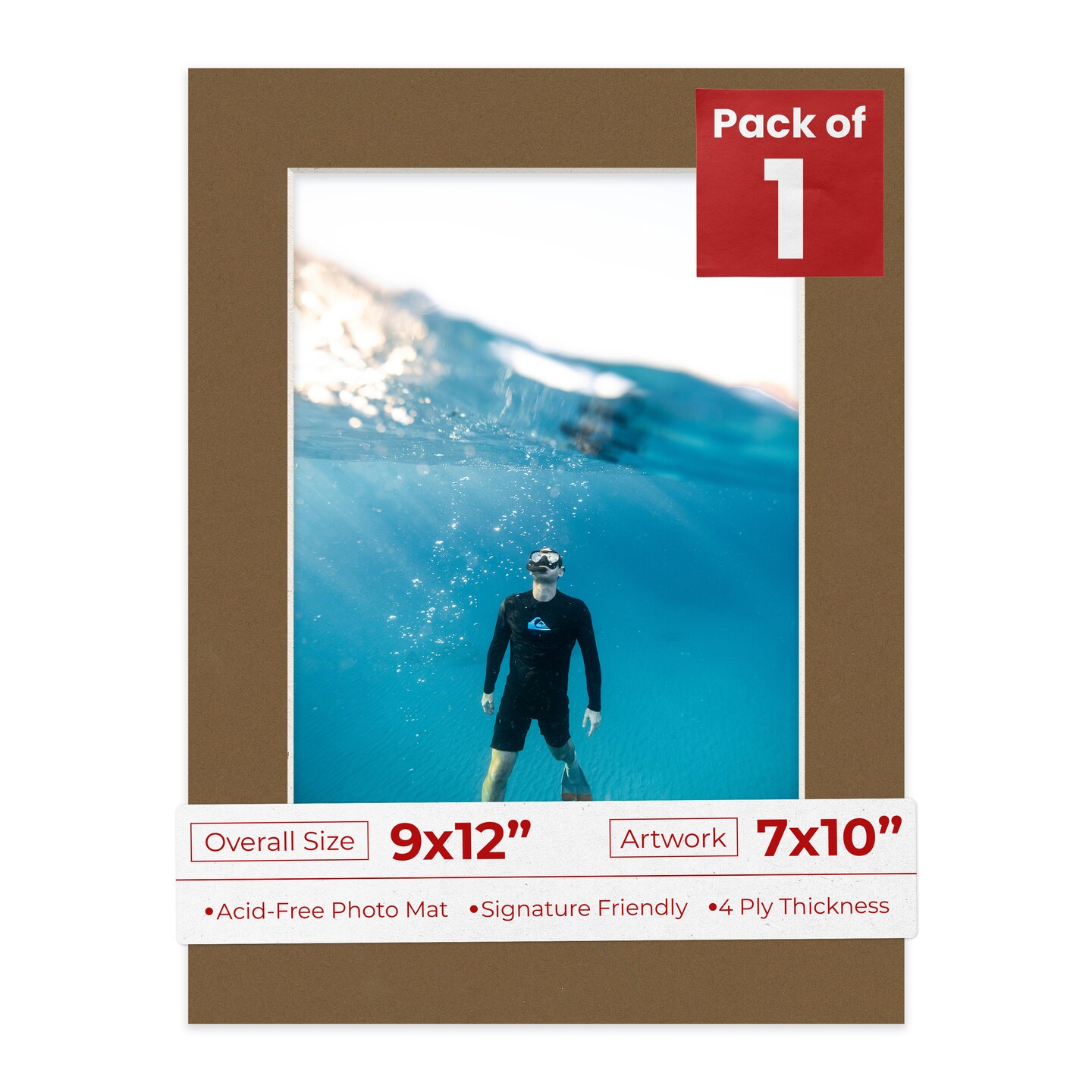 Aged Oak Brown Mat Board for 9x12 Frames - Fits 7x10 Photos, Color ...