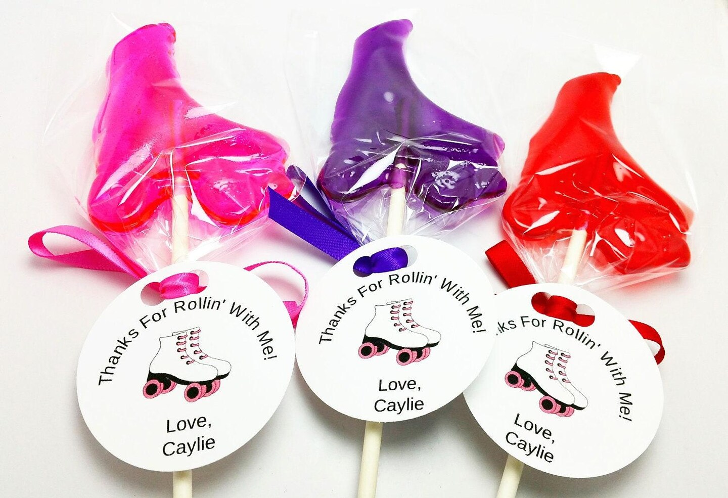 12 ROLLER SKATE LOLLIPOPS with Personalized Tags and Ribbon - Roller ...
