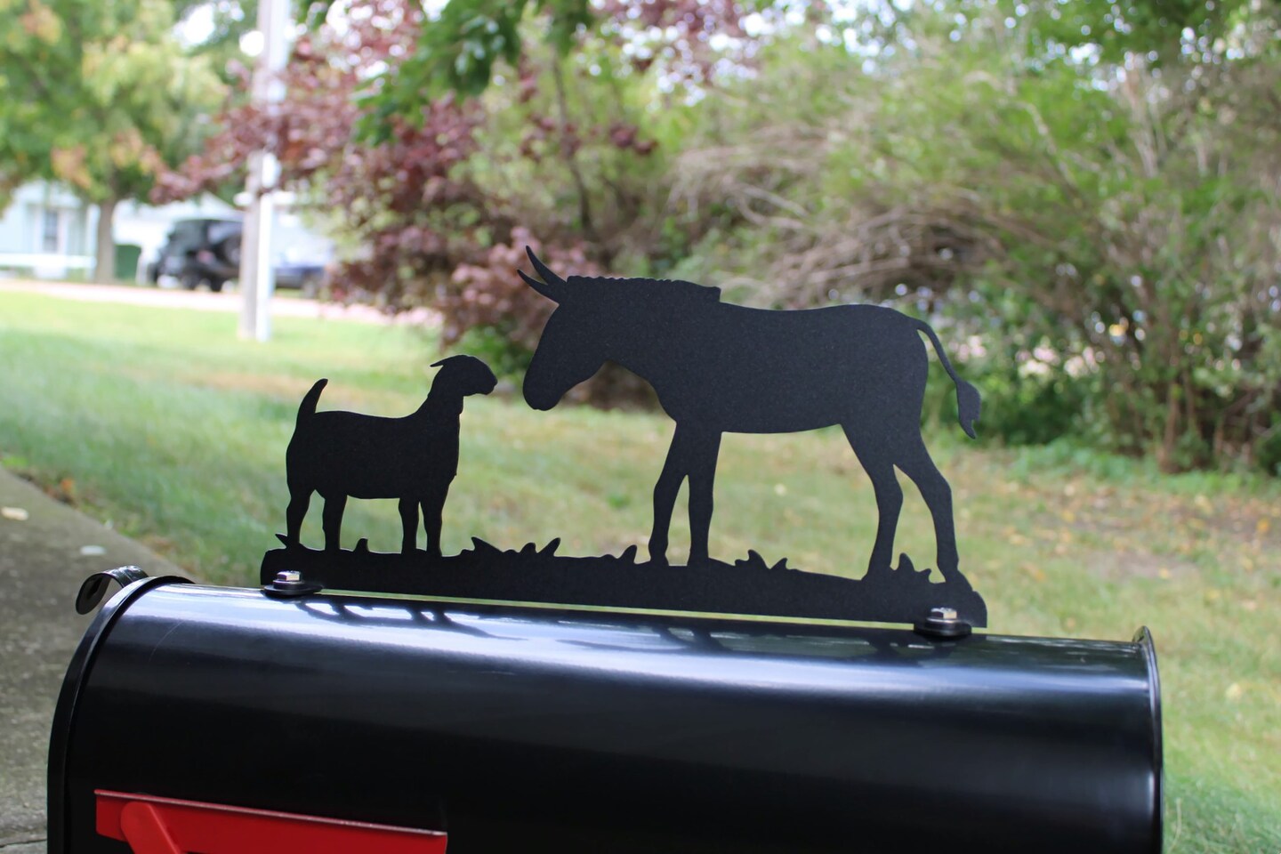 Donkey and Goat Metal Mailbox Topper 6.75 Inches Tall -- Does Not ...