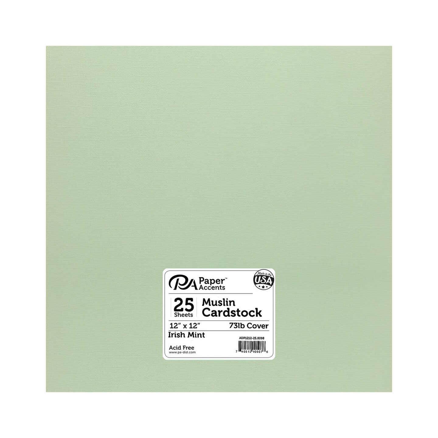 PA Paper Accents Muslin Cardstock 12" x 12" Irish Mint, 73lb colored ...