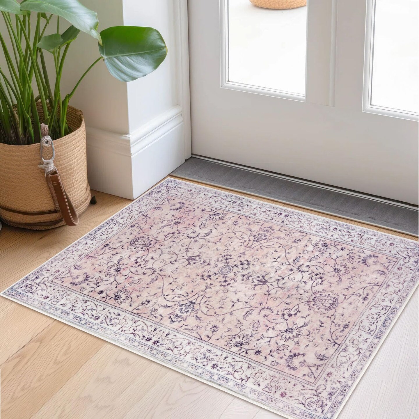 KILOCOCO Moroccan Small Area Rug 2x3 Entryway Rugs Vintage Floral Rug Washable Rug Non Slip Kitchen Rug Indoor Door Mat Accent Throw Small Rug for