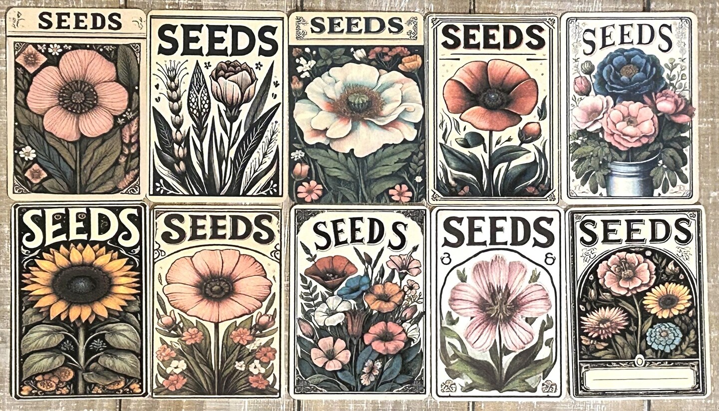 Flower seed packet pocket card vintage style junk journal flower seed ...