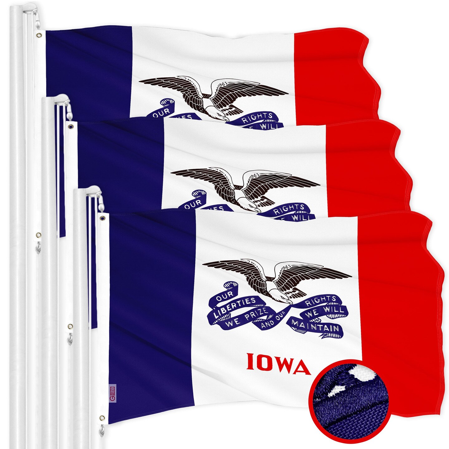 G128 3 Pack: Iowa IA Deluxe State Flag | 3x5 Ft | ToughWeave Series ...