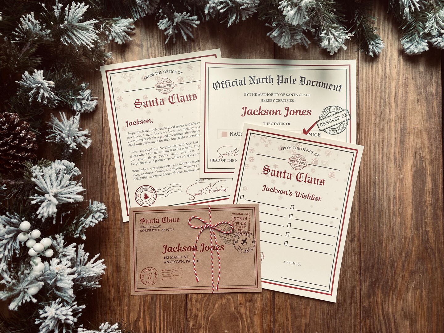 Personalized Letter from Santa Set, Including a Nice List Certificate ...