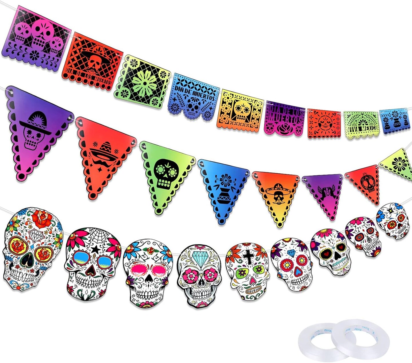 Day of The Dead Decorations, Dia De Los Muertos Pennant Banner for Day ...