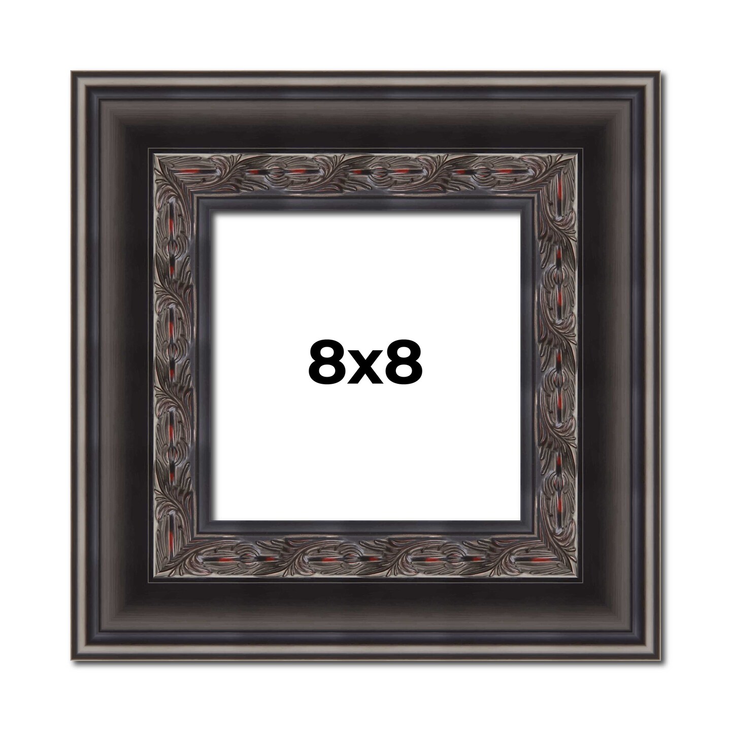 8x8 3.5" Wide Ornate Picture Frame with UV-Resistant Acrylic & Acid ...