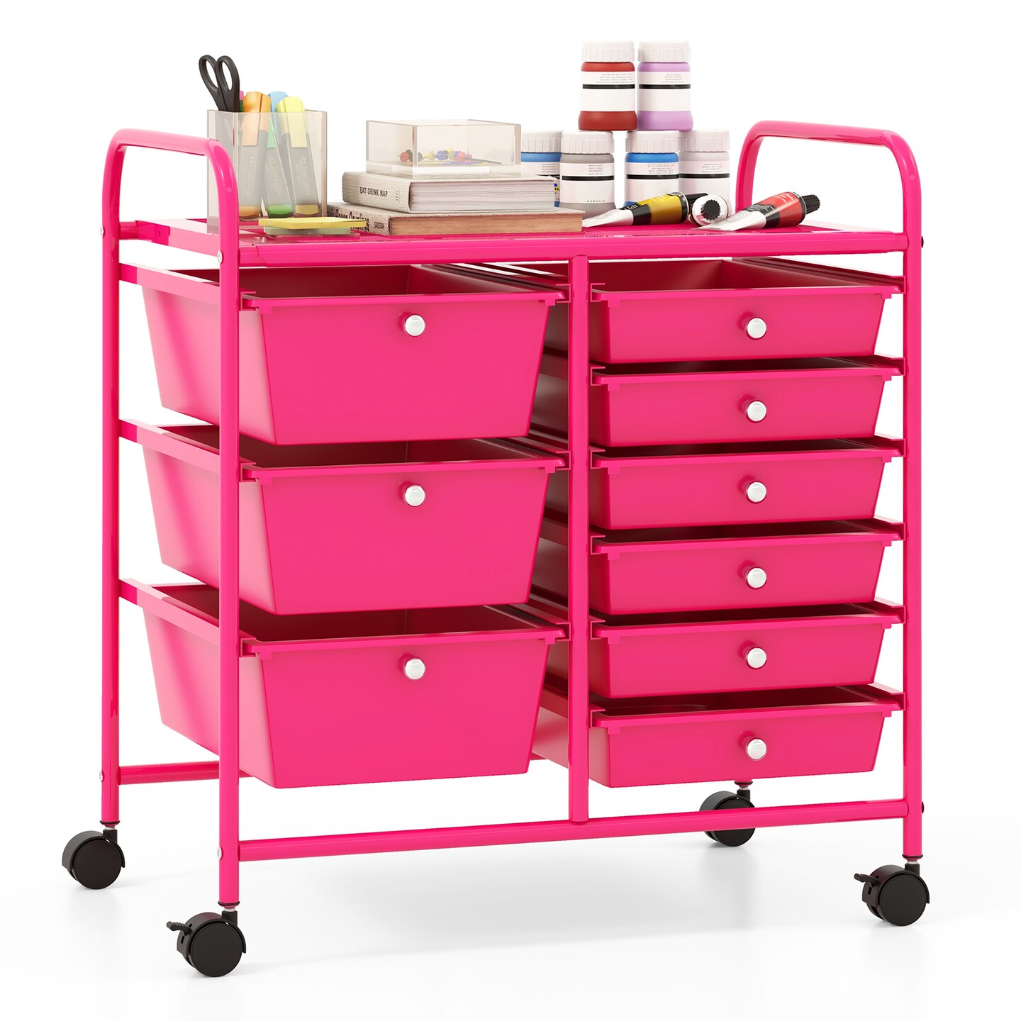 9-Drawer Rolling Storage Cart with Metal Frame and Locking Wheels for ...