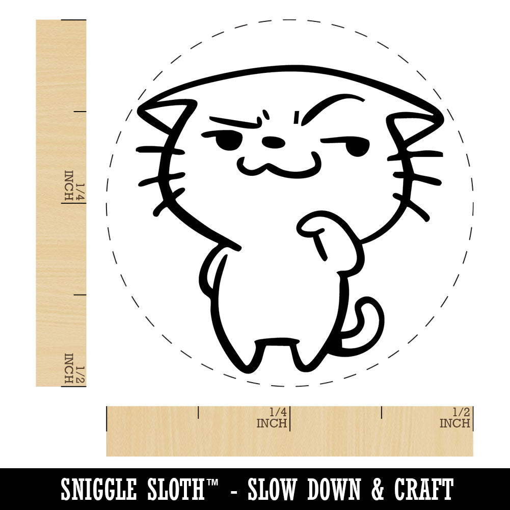Cheeky Cartoon Cat Smirk Smile Self-Inking Rubber Stamp Crafting ...