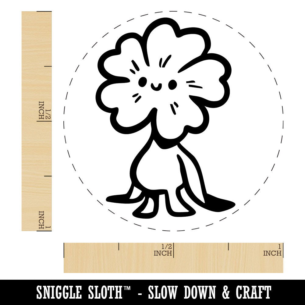 Cute Weird Flower Creature Smile Happy Face Self-Inking Rubber Stamp ...