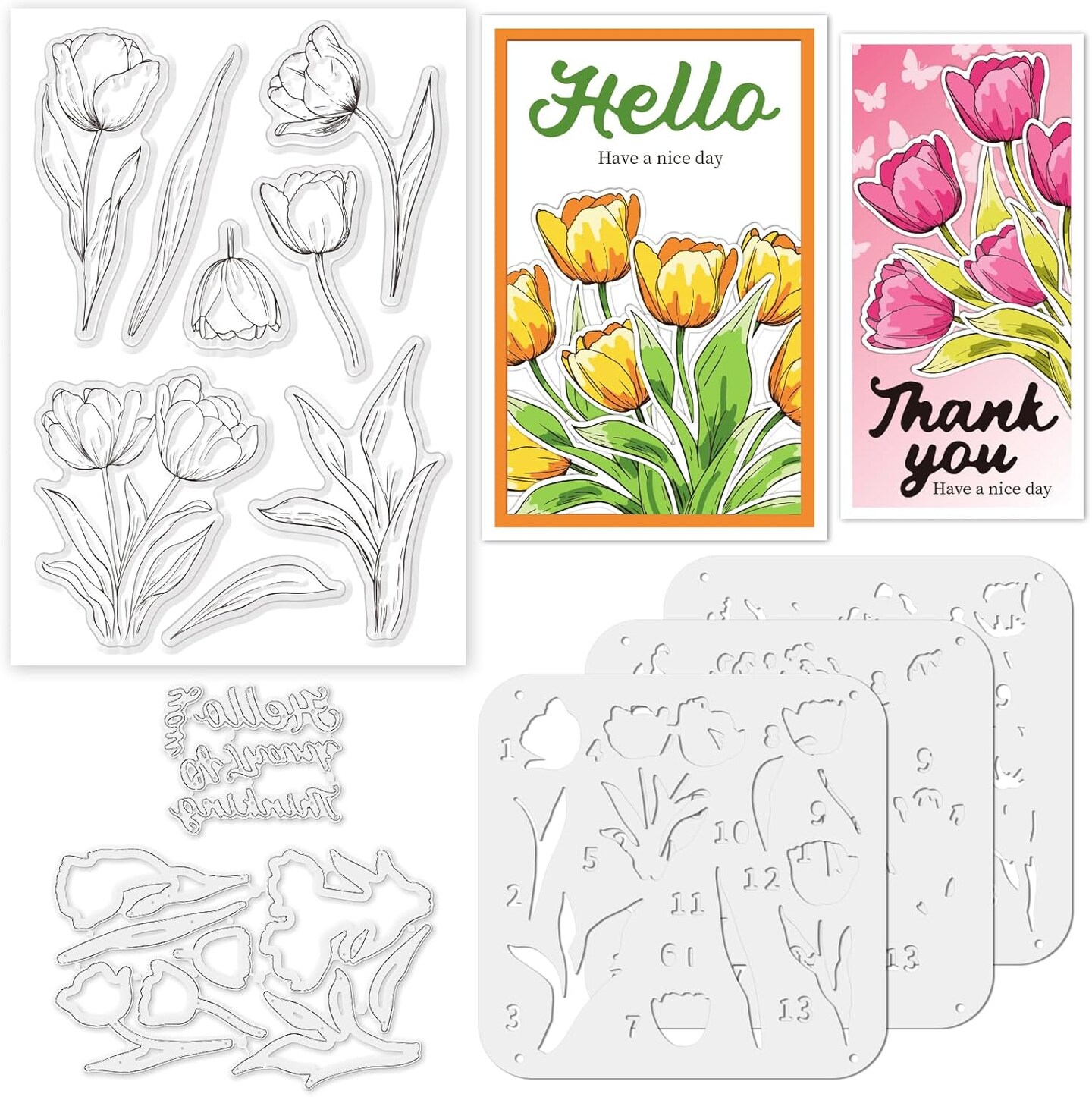 Stamps and Dies for Card Making, Mother's Day Tulip Stamps Die Cut ...