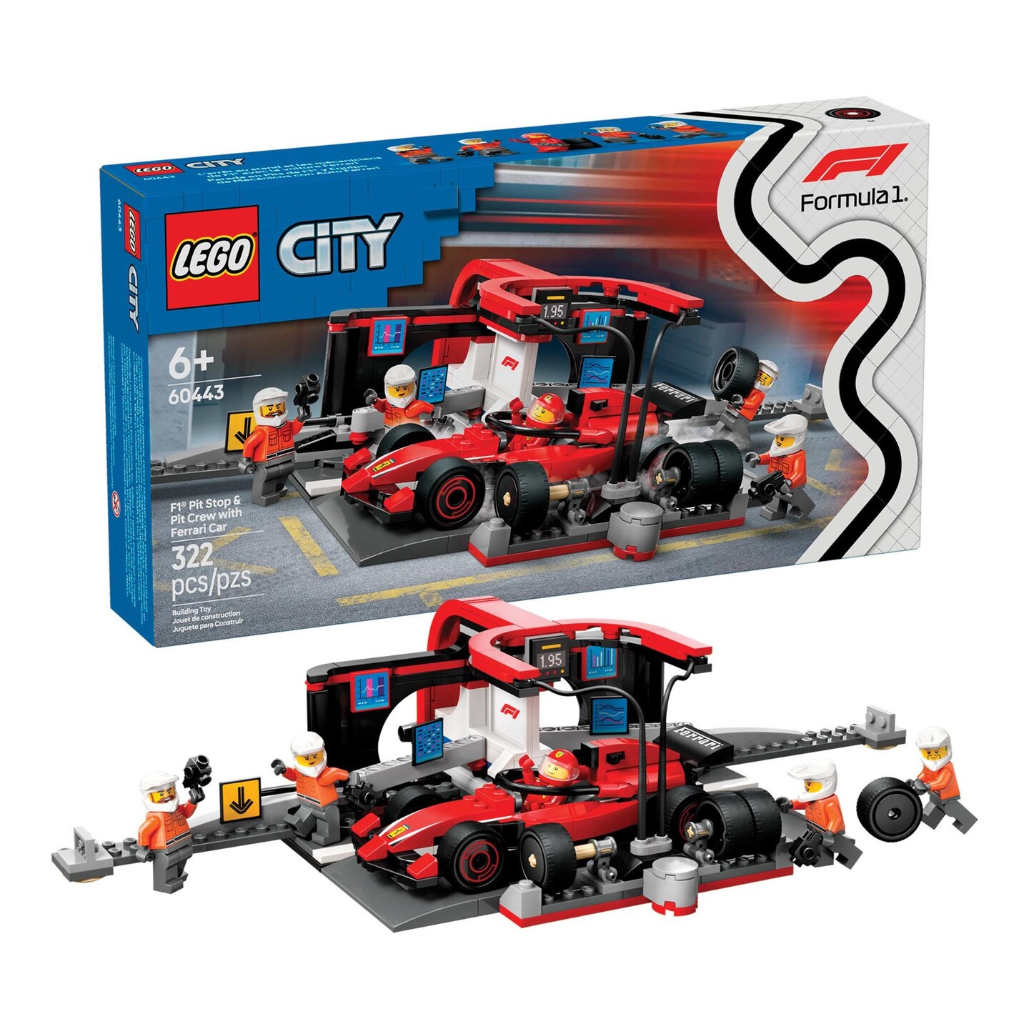 LEGO LEGO® F1® Pit Stop & Pit Crew with Ferrari Car - 60443, Color ...