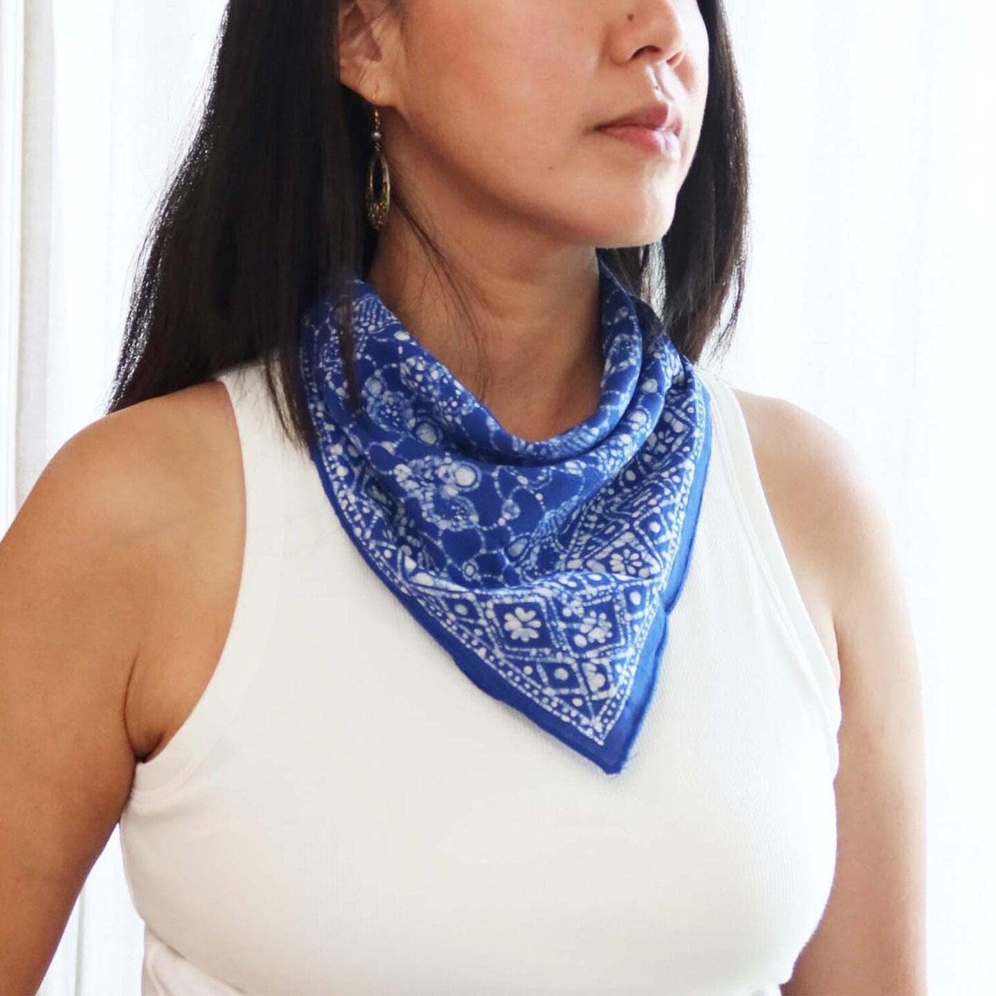 Hand Dyed Batik Bandana, 100 Soft Cotton, Blue Pocket Square ...