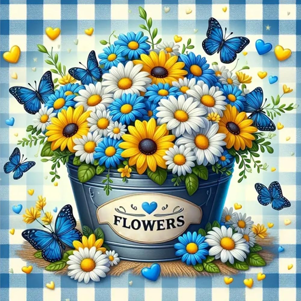 5D Flowers Diamond Art Painting Kits for Adults,Butterflies Diamond Art ...