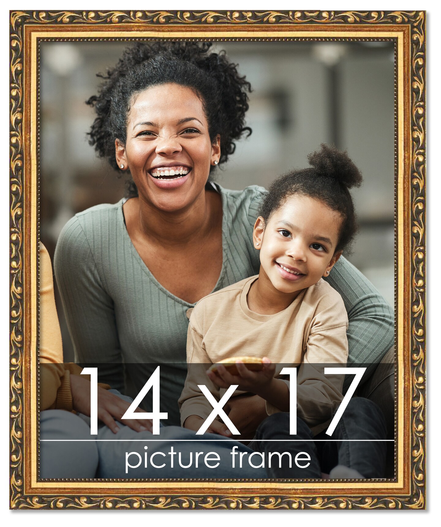 14x17 Gold with Black Wood Picture Frame UV Acrylic Foam Board Backing Hanging Hardware